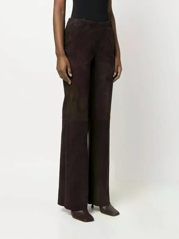 Stouls Flared Suede Trousers - Brown