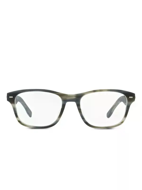 Zegna Patterned Rectangle Eyeglasses - Grey