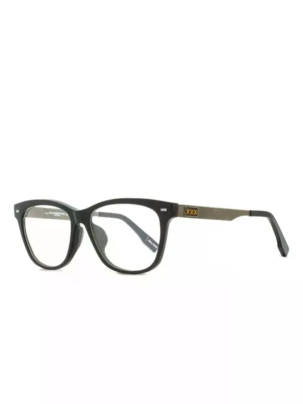 Zegna Horn-frame Rectangular Eyeglasses - Black