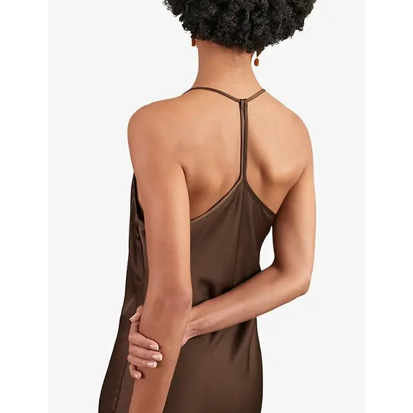 Reiss Maisley Cowl-Neck Satin Maxi Dress In Chocolate Brown - 54% Off |  Editorialist
