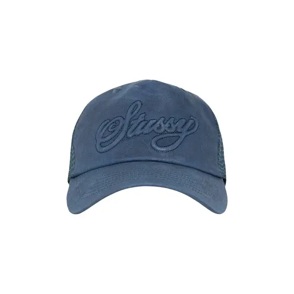 StÜssy Cursive Stitch Trucker Hat - Blue