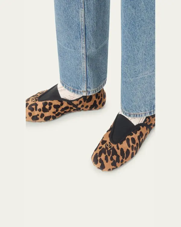 Valentino Garavani Rythmika Leopard Calf Hair Loafers