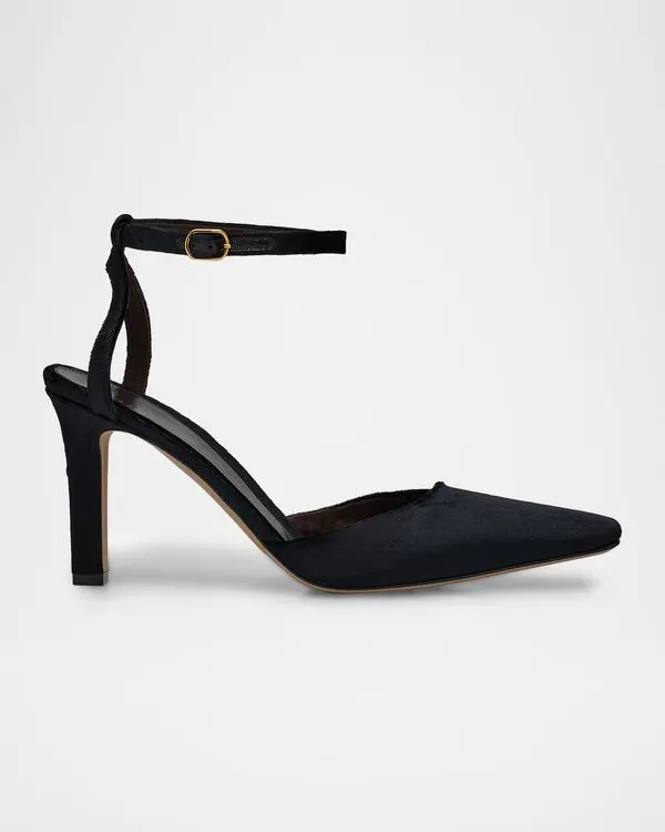 THE ROW Carla Velvet Ankle-strap Pumps - Black