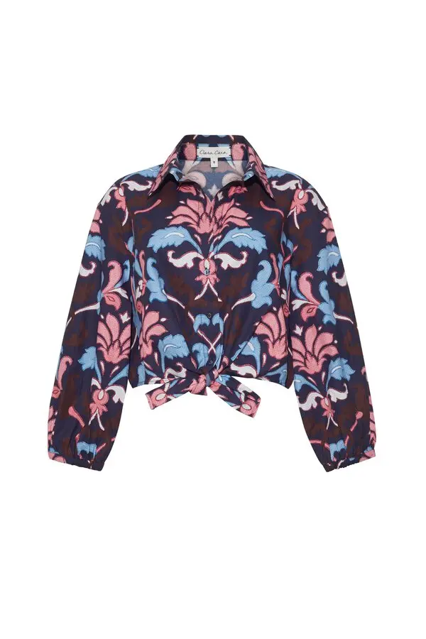 Cara Cara Rumson Printed Blouse - Fleur Crest Navy