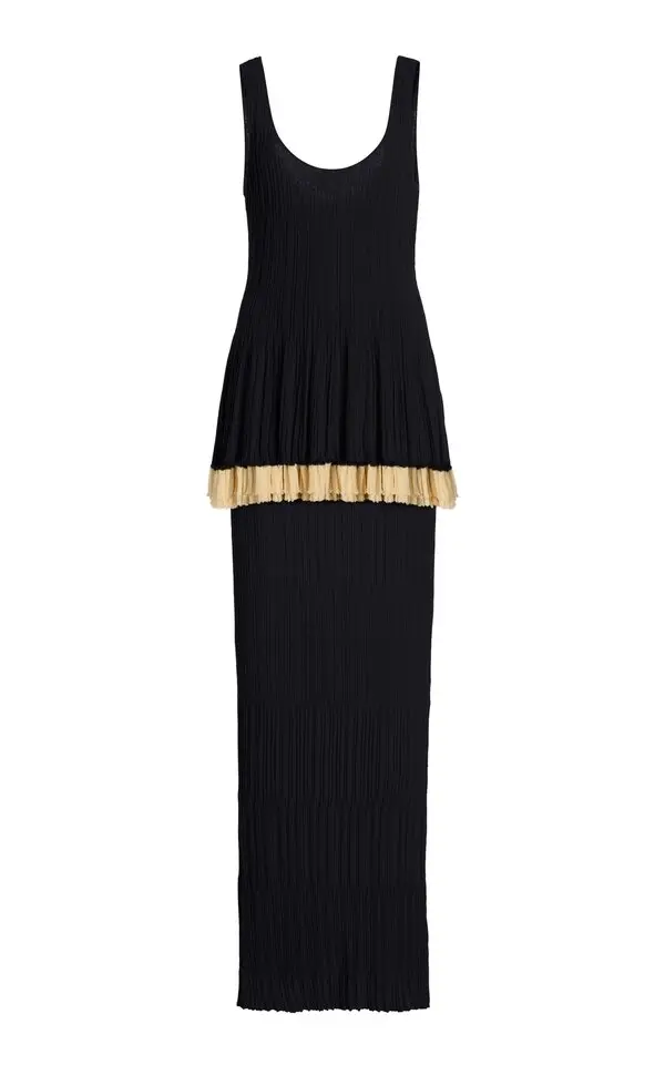 ASHLYN Kishi Pleated-layered Gown - Black