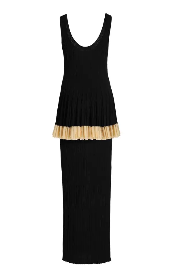 ASHLYN Kishi Pleated-layered Gown - Black