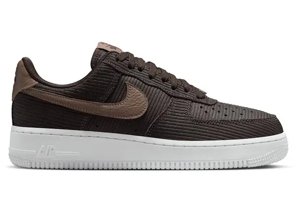 Nike Air Force 1 Low '07 Corduroy Sneakers - Velvet Brown/white/metallic Silver