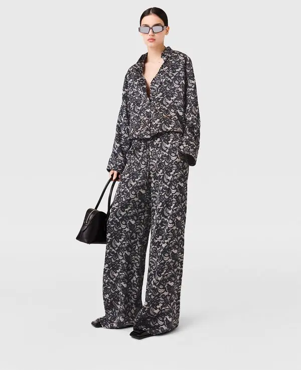 Stella McCartney Lace Print Oversized Drawstring Pants - Black