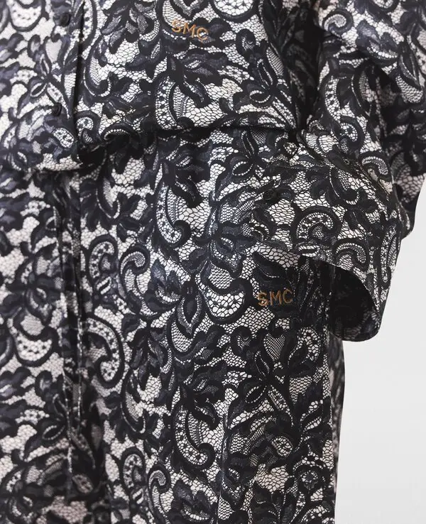 Stella McCartney Lace Print Oversized Drawstring Pants - Black