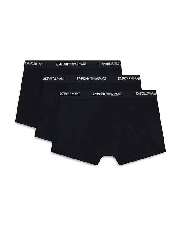 Emporio Armani Stretch Boxer Briefs, 3-pack - Solid Black