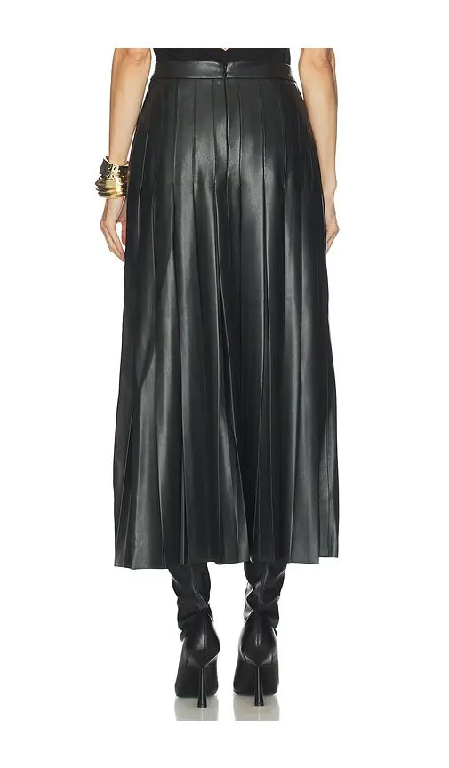 Ronny Kobo Arlette Pleated Faux Leather Skirt