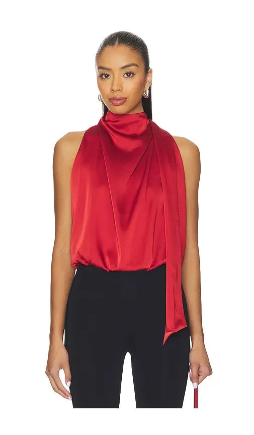 Astr The Label Joleisa Sleeveless Drape Top With Back Tie Detail