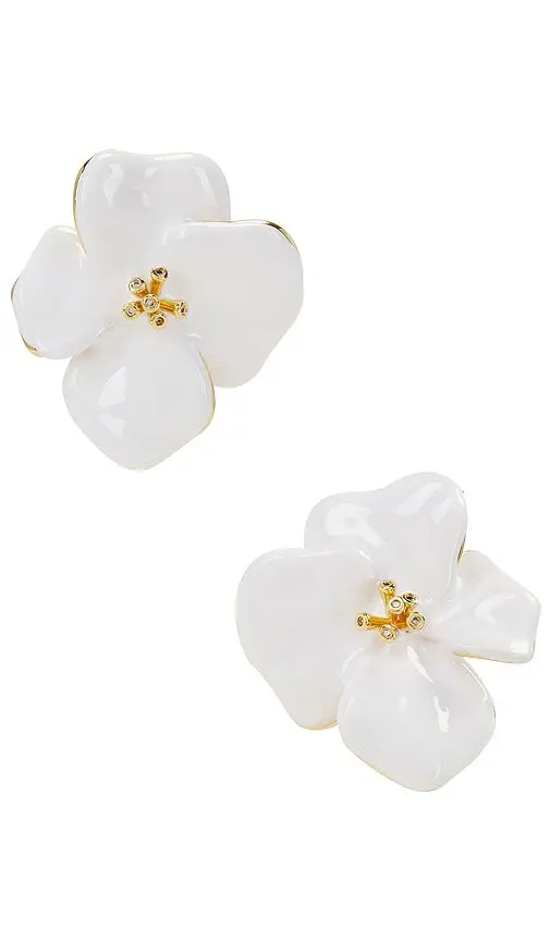 Shashi Millefeuille Floral Earrings - White