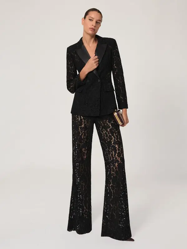 REISS Delphine Lace Double-breasted Blazer