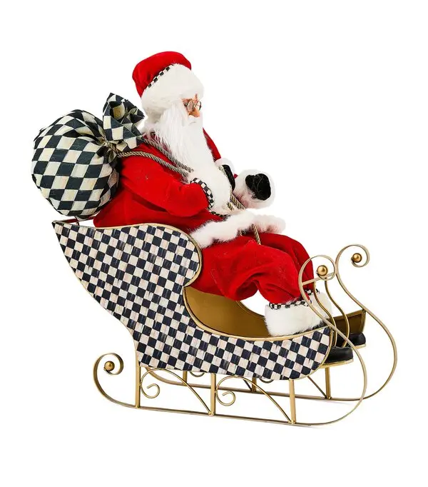 MACKENZIE-CHILDS Classic Courtly Santa In Sleigh Ornament - Red