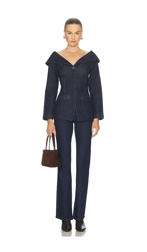 ALIGNE Denim Blazer With Notched Lapel