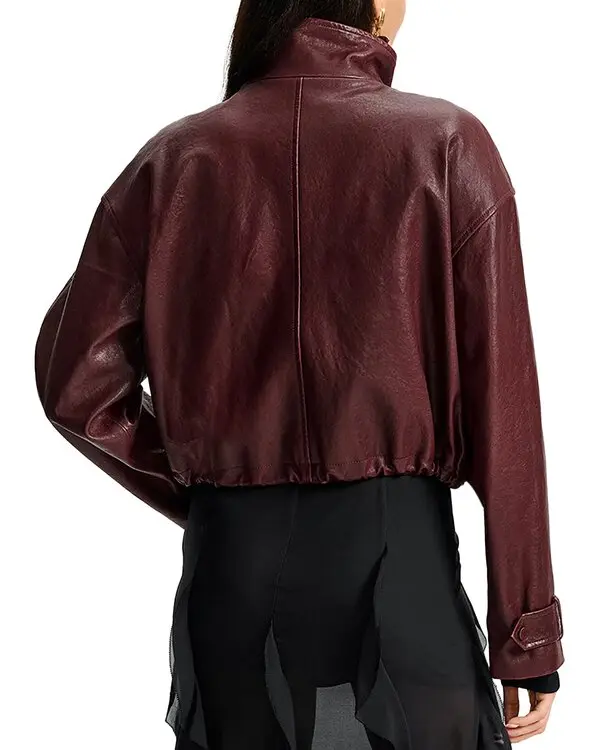 Veronica Beard Bateman Leather Jacket - Raisin