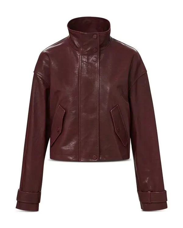Veronica Beard Bateman Leather Jacket - Raisin