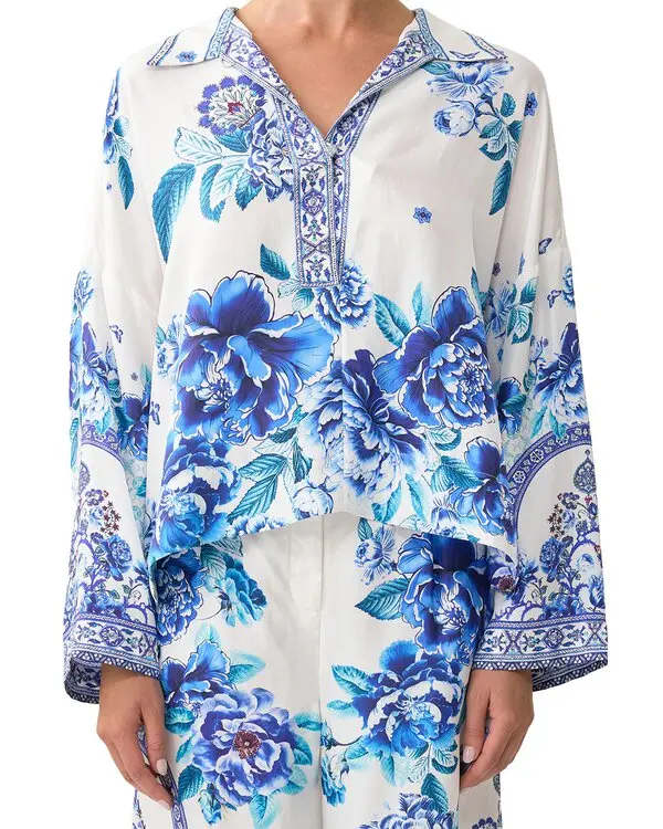 Camilla Silk Cropped Relaxed Shirt