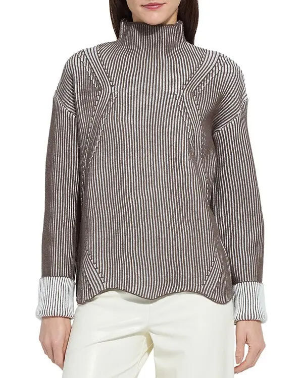 Lyssé Funnel Neck Sweater - Americano/ Snow White
