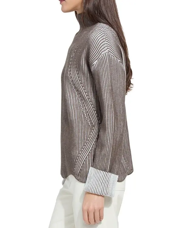 Lyssé Funnel Neck Sweater - Americano/ Snow White