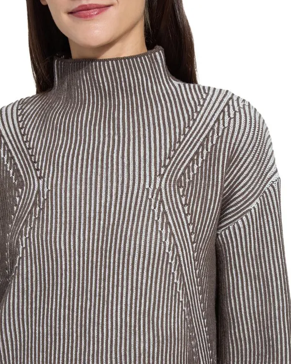 Lyssé Funnel Neck Sweater - Americano/ Snow White