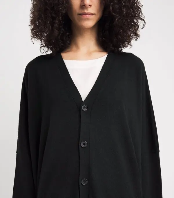 Eskandar Cashmere Wide Longline Cardigan - Black