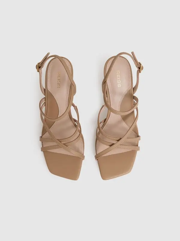 REISS Elise Leather Stiletto Sandals - Neutral