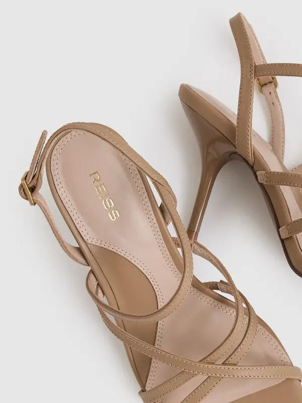REISS Elise Leather Stiletto Sandals - Neutral