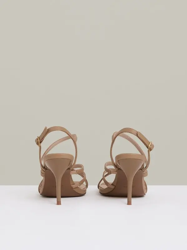 REISS Elise Leather Stiletto Sandals - Neutral