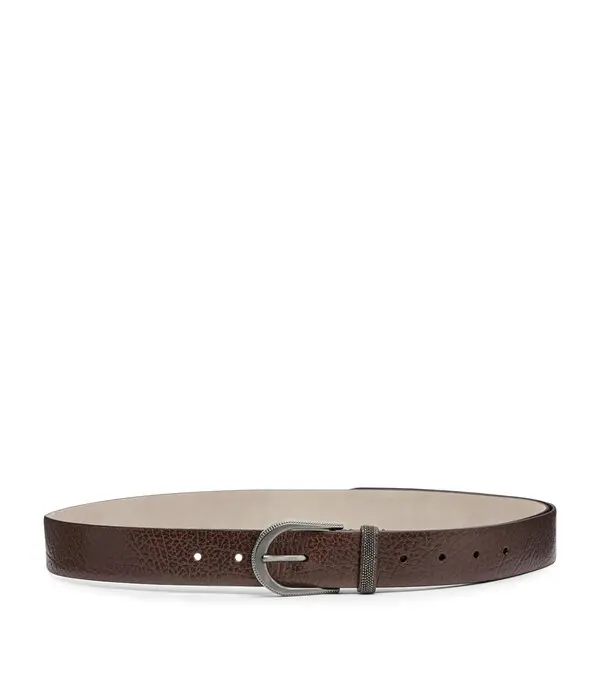 Brunello Cucinelli Hammered Calfskin Waist Belt - Brown