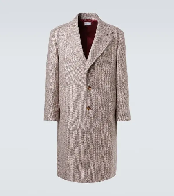 Brunello Cucinelli Herringbone Wool And Alpaca-blend Overcoat