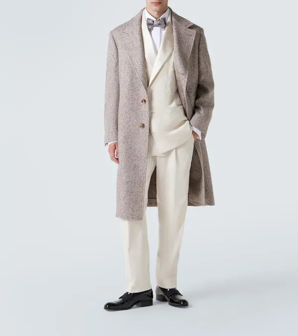 Brunello Cucinelli Herringbone Wool And Alpaca-blend Overcoat