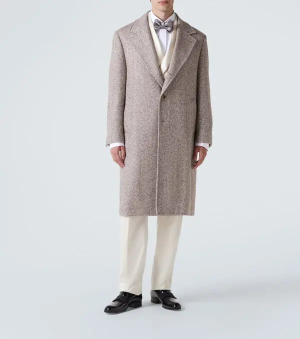 Brunello Cucinelli Herringbone Wool And Alpaca-blend Overcoat