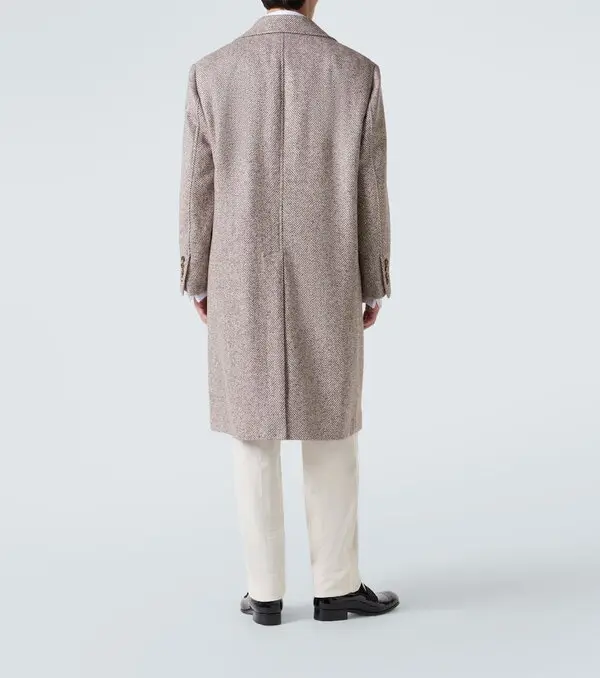 Brunello Cucinelli Herringbone Wool And Alpaca-blend Overcoat
