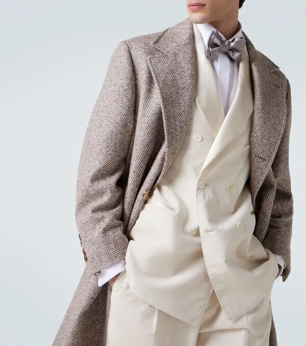 Brunello Cucinelli Herringbone Wool And Alpaca-blend Overcoat