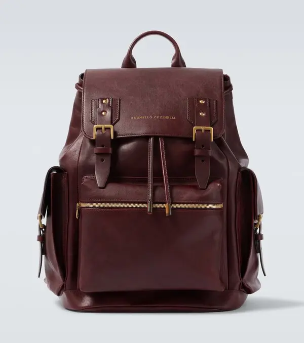 Brunello Cucinelli Leather Backpack - Burgundy
