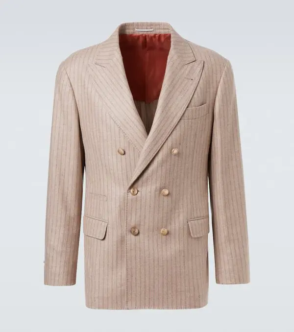 Brunello Cucinelli Striped Cashmere And Silk Blazer