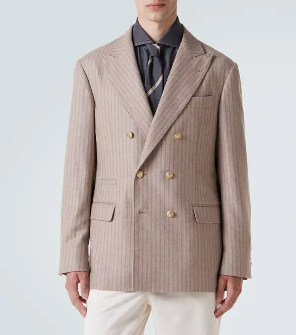 Brunello Cucinelli Striped Cashmere And Silk Blazer