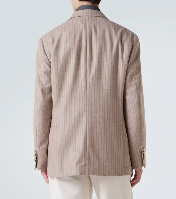 Brunello Cucinelli Striped Cashmere And Silk Blazer