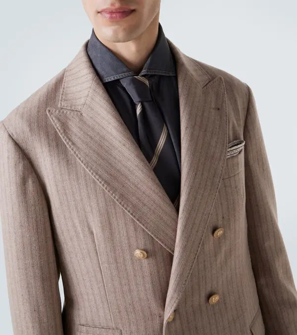 Brunello Cucinelli Striped Cashmere And Silk Blazer