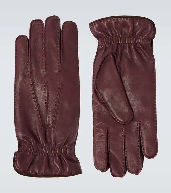 Brunello Cucinelli Leather Gloves - Burgundy