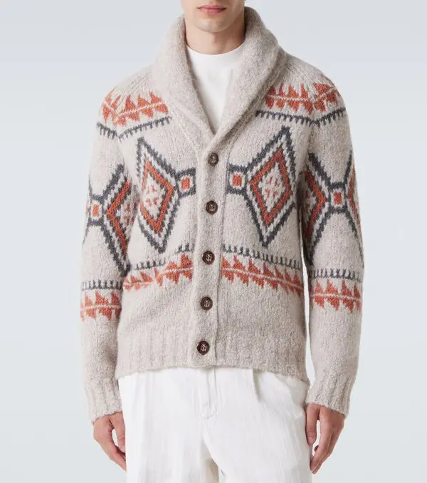 Brunello Cucinelli Jacquard Wool-blend Cardigan