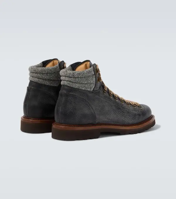 Brunello Cucinelli Leather Lace-up Boots - Blue