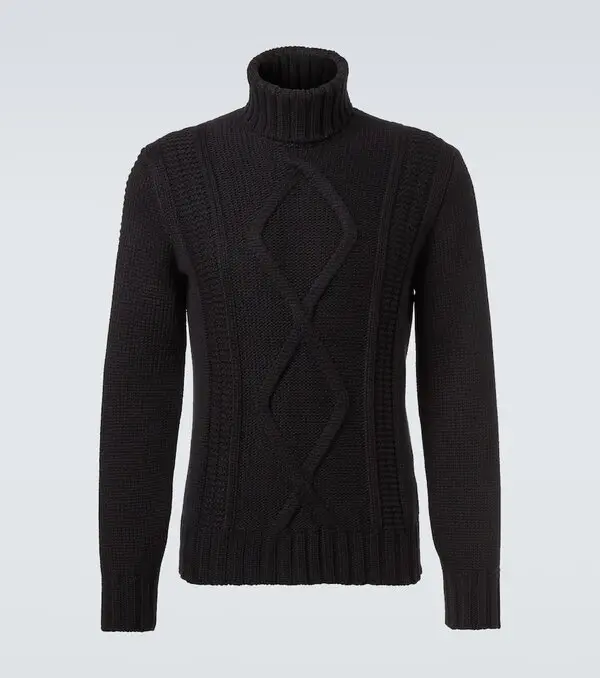 Brunello Cucinelli Cable-knit Cashmere Turtleneck Sweater - Black