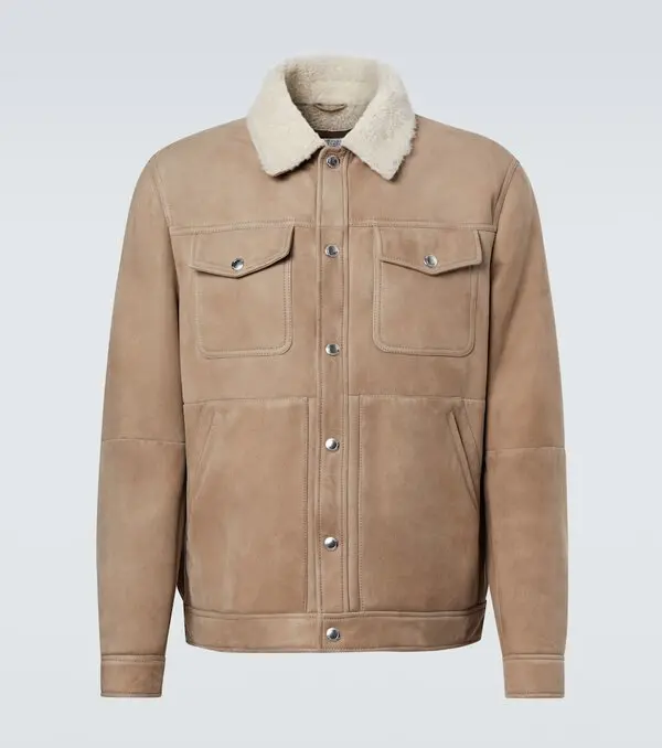 Brunello Cucinelli Shearling-lined Suede Jacket - Brown