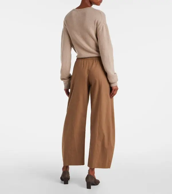 Khaite Clover Mid-rise Wool Barrel-leg Pants - Brown