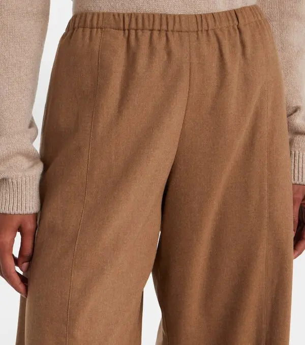 Khaite Clover Mid-rise Wool Barrel-leg Pants - Brown
