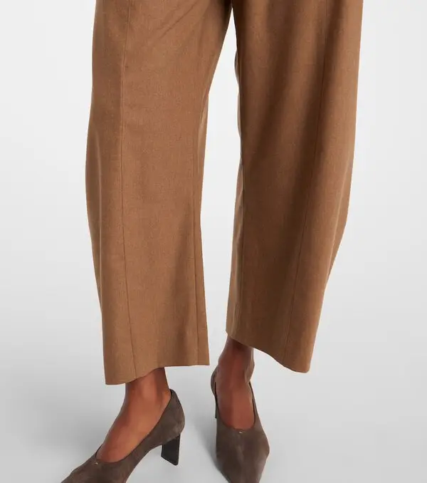 Khaite Clover Mid-rise Wool Barrel-leg Pants - Brown