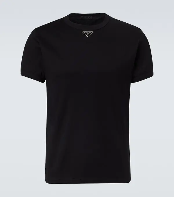 Prada Triangle Cotton Jersey T-shirt - Black